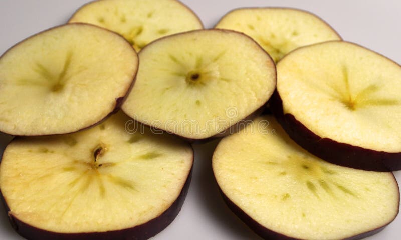 Round Natural Apple Slices on a White Background Stock Image - Image of ...