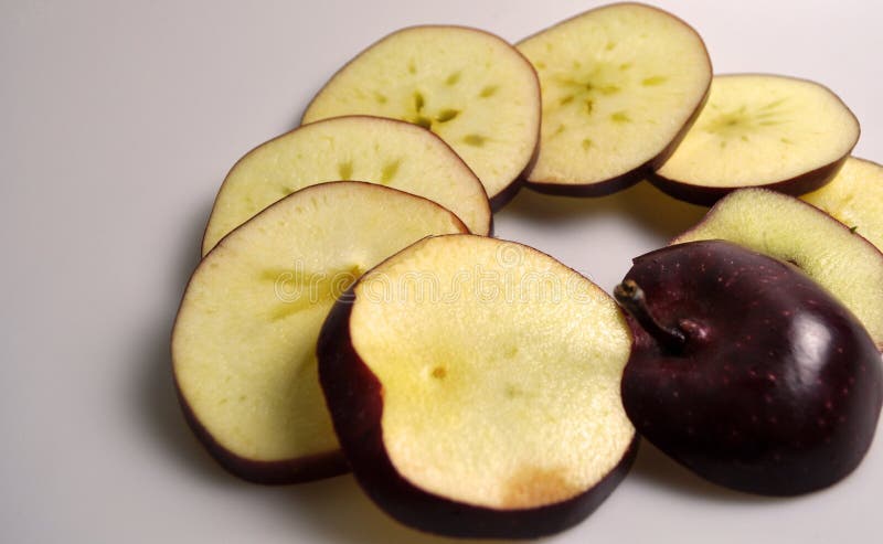 Round Natural Apple Slices on a White Background Stock Image - Image of ...