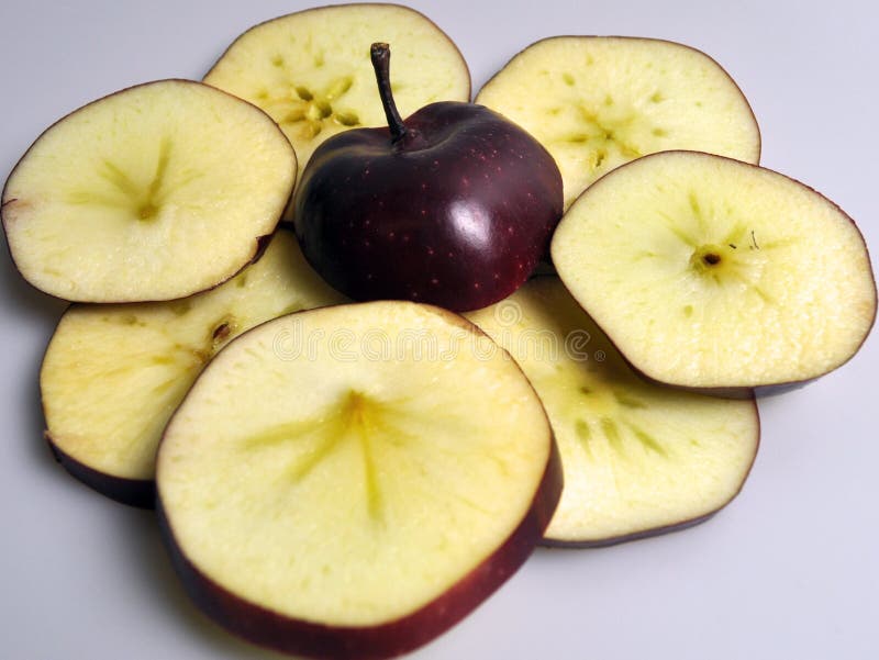 Round Natural Apple Slices on a White Background Stock Image - Image of ...