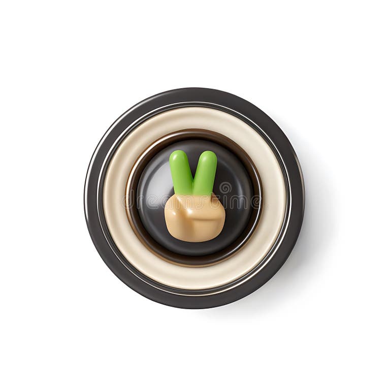 Round Object with a Peace Sign in the Center on a White Background ...