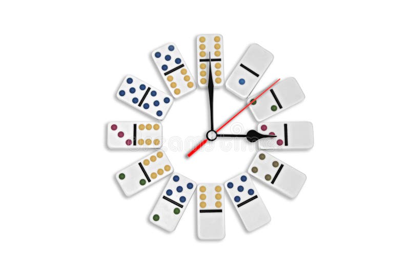 Round Office Clock of Dominoes Stock Photo - Image of book, antique ...