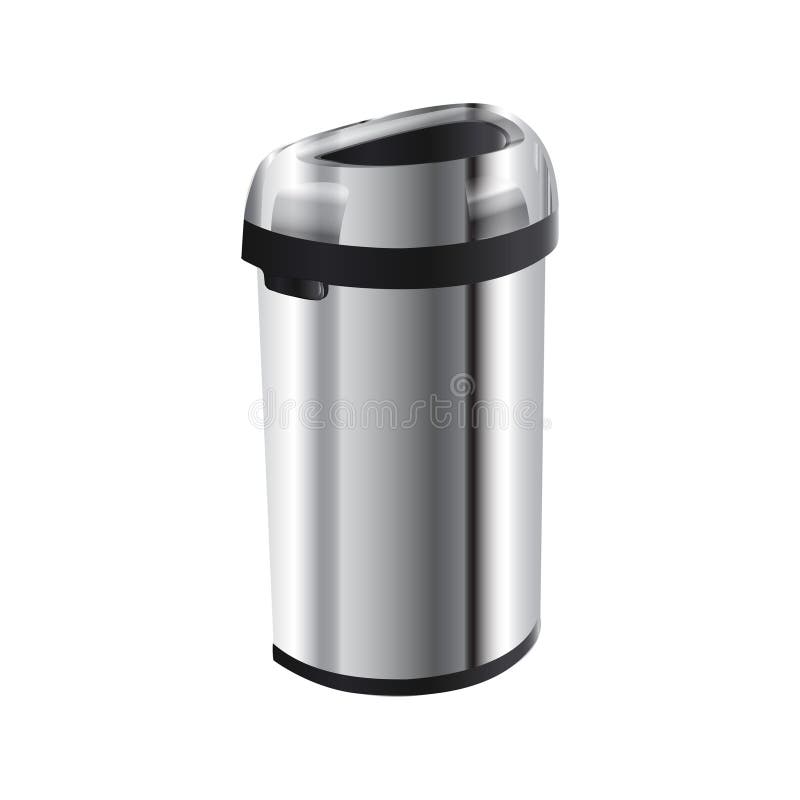 Round Open Top Trash Can Illustration on White Background Stock ...