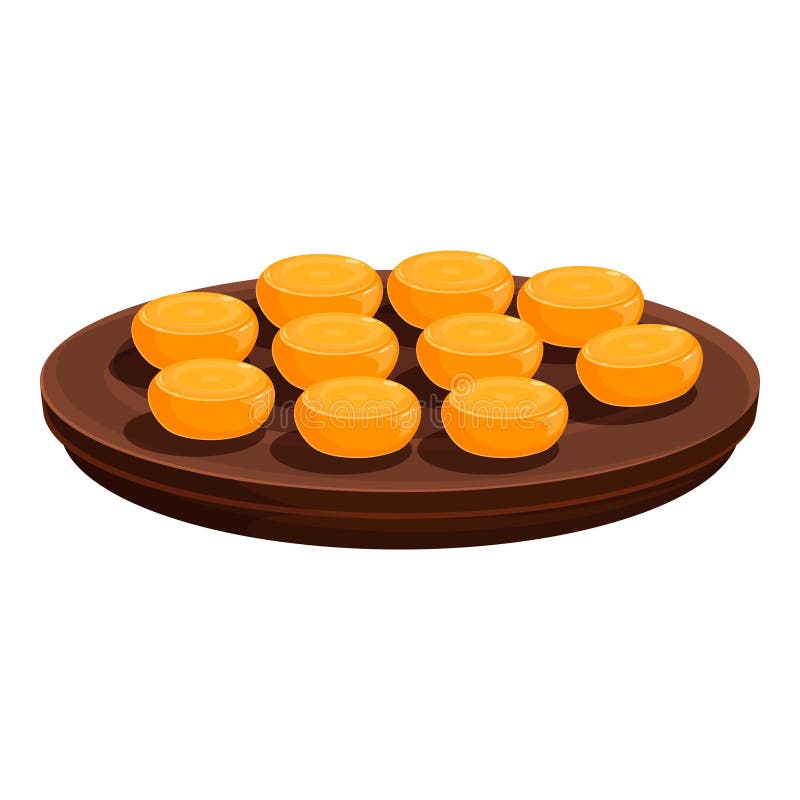 Round Orange Candy Sitting on Brown Plate Stock Vector - Illustration ...