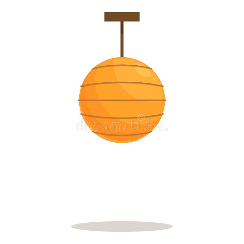 Round Orange Ceiling Lamp Hanging on White Background Stock Vector ...