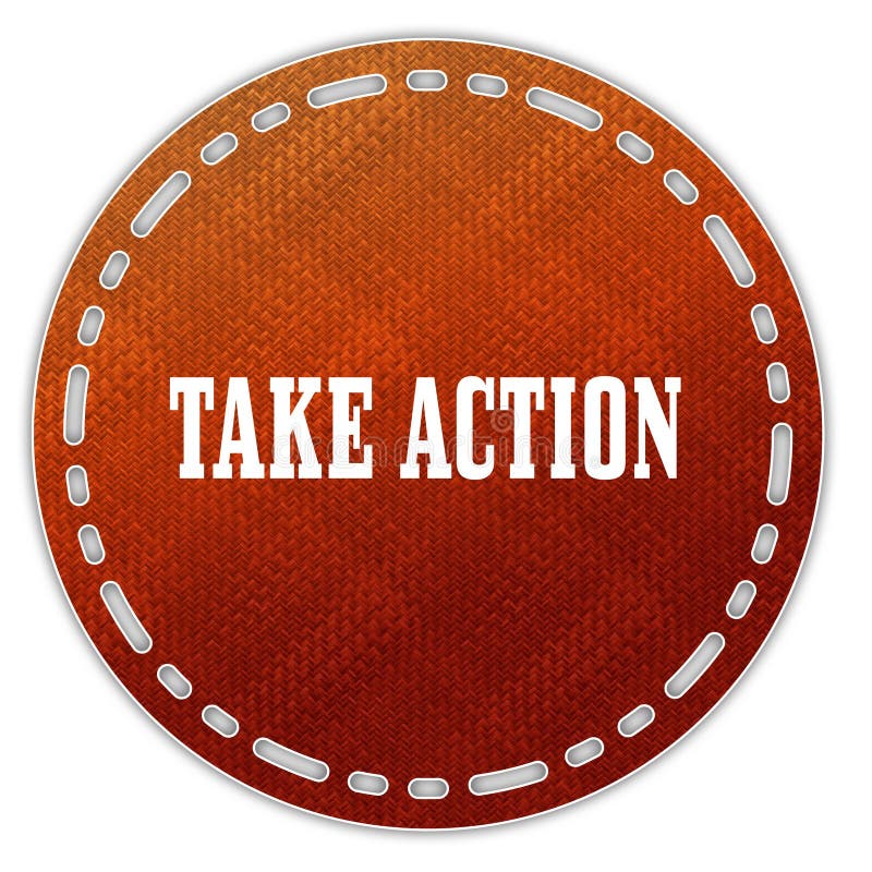 TAKE ACTION on red label. stock illustration. Illustration of text ...