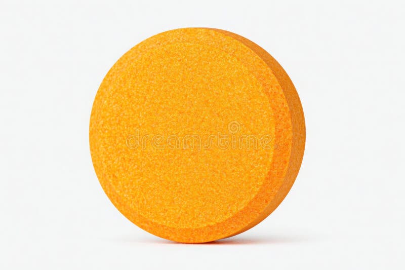 Orange Circular Tablet Placed on a White Background Showing Its Round ...