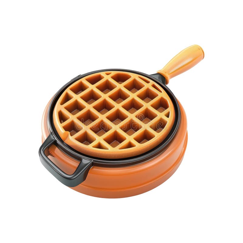 Golden Brown Waffle in Orange Waffle Maker Stock Illustration - Illustration of breakfast ...