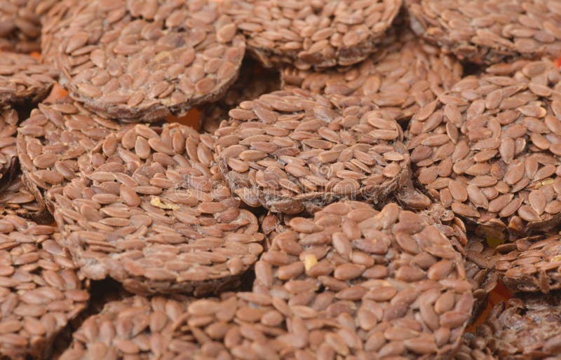 Round Organic Flaxseed Crackers Stock Photo - Image of crunchy, healthy ...