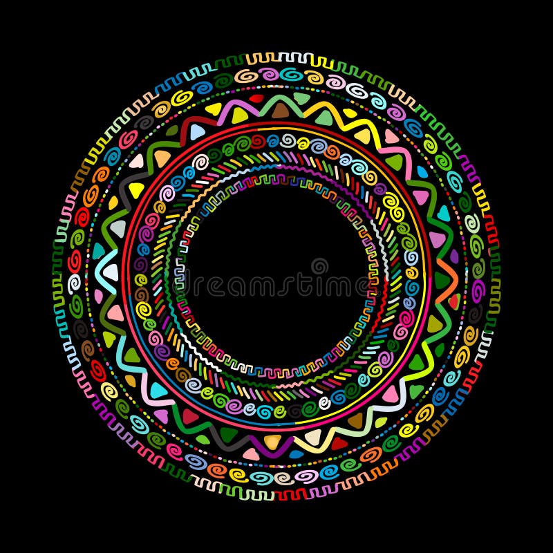 Round Ornament Design, Ethnic Style Stock Vector - Illustration of ...