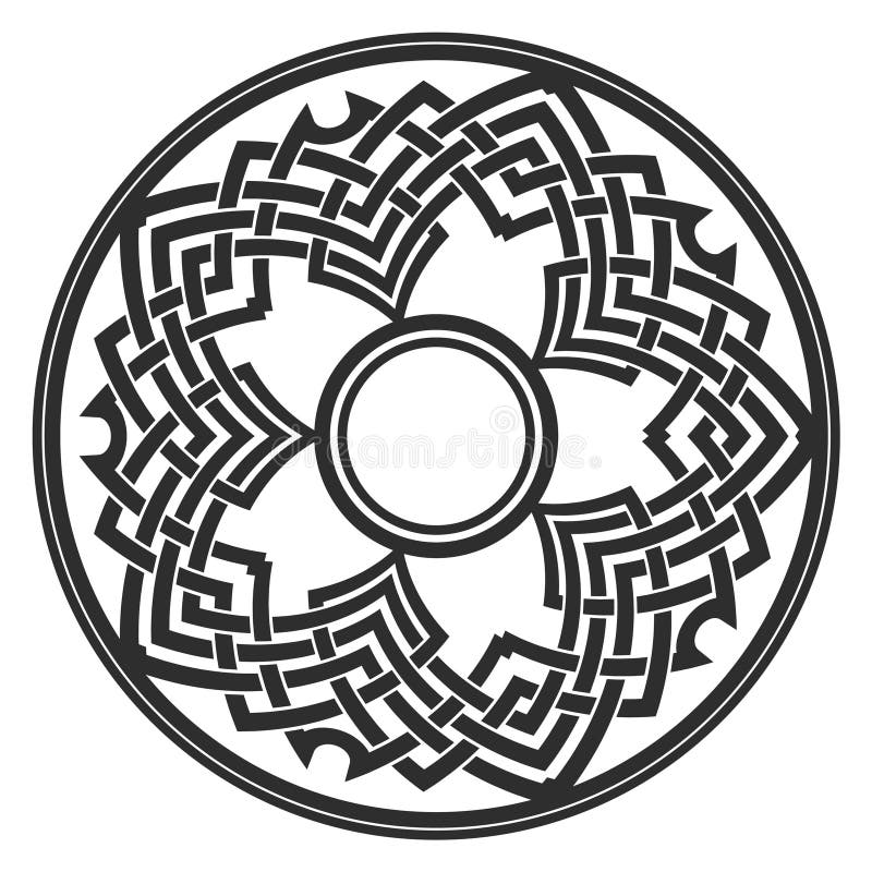 Round Ornate Monogram. Black Line Pattern Logo Stock Illustration ...
