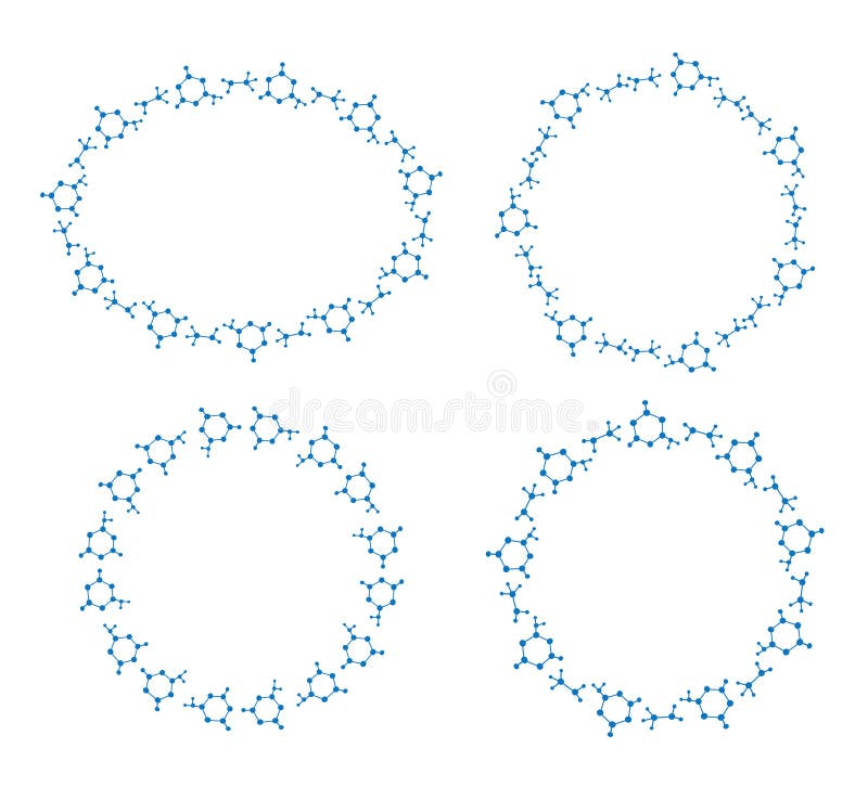 Round and Oval Frames with Molecular Structures. Vector Set Stock ...