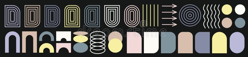 Round Oval Rectangular Typography in Retro Style. Set of Abstract ...