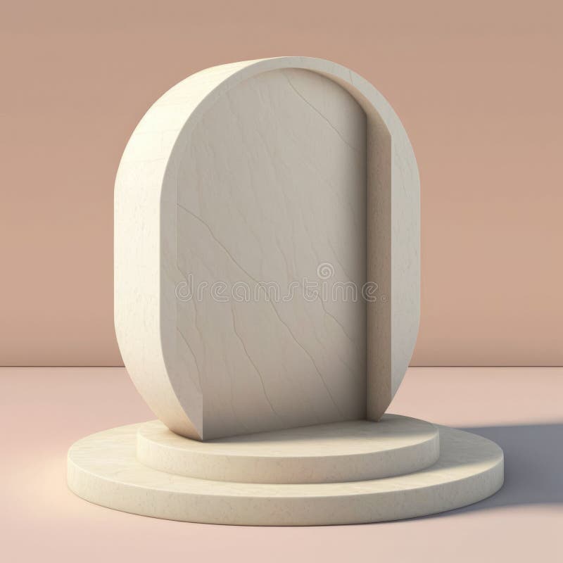 Round Oval Stone with a Wavy Pattern Podium, Empty Showcase for ...