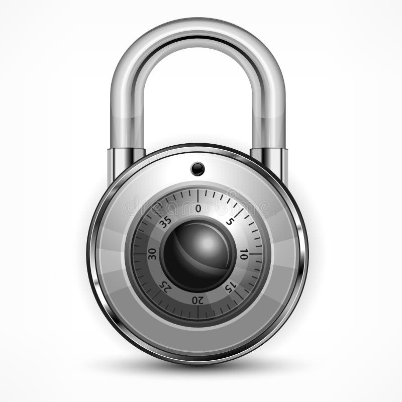 Round padlock on white stock vector. Illustration of security - 35687919