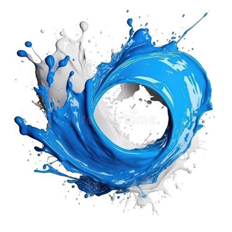 Round Paint Blot Splash Circle, Isolated on White Background, Blue ...