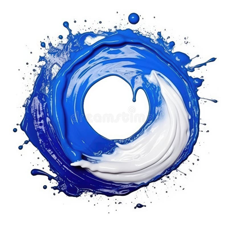 Round Paint Blot Splash Circle, Isolated on White Background, Blue ...