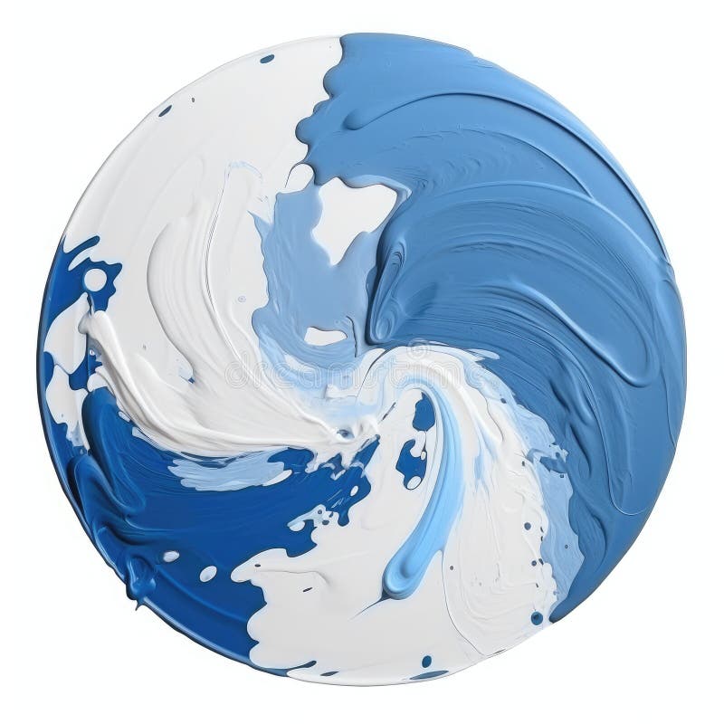 Round Paint Blot Splash Circle, Isolated on White Background, Blue ...