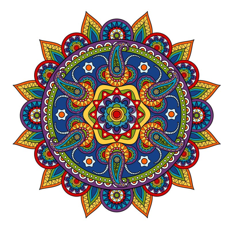 Round Paisley Pattern stock vector. Illustration of geometric - 52726137