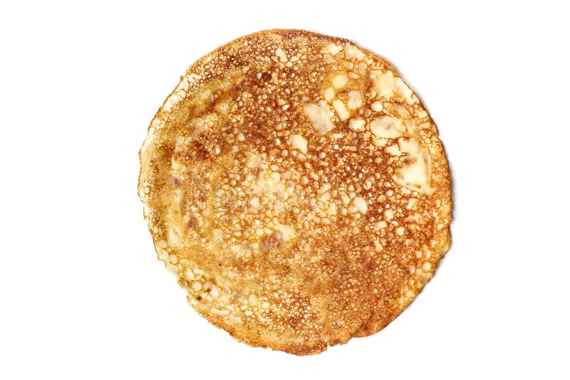 Round Pancake on White Background Stock Image - Image of yellow, fried ...
