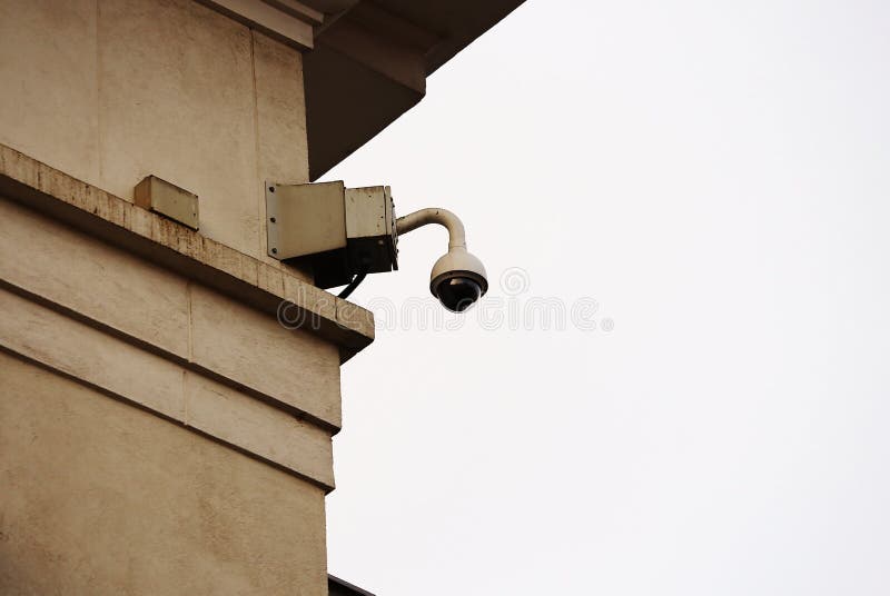Round Panoramic Video Security Camera on Old City Building Corner Stock ...
