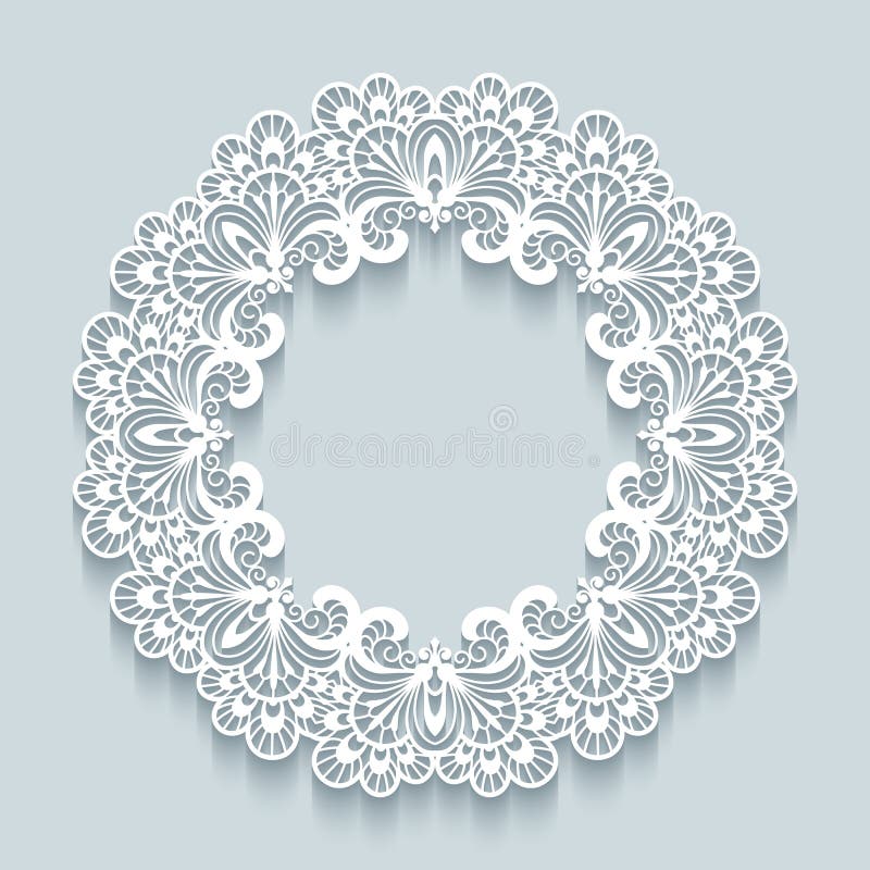 Round paper lace frame stock vector. Illustration of grey - 47702594