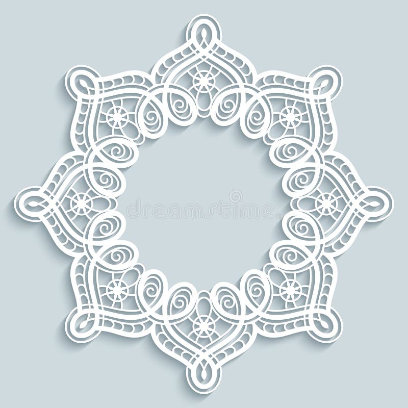 Round paper lace frame stock vector. Illustration of grey - 47702594