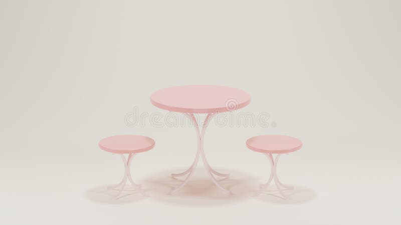 Round Pastel Modern Minimal Table Set with Chairs. Mock Up Minimal ...