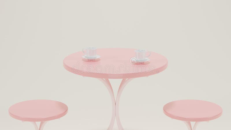 Round Pastel Modern Minimal Table Set with Chairs. Mock Up Minimal ...