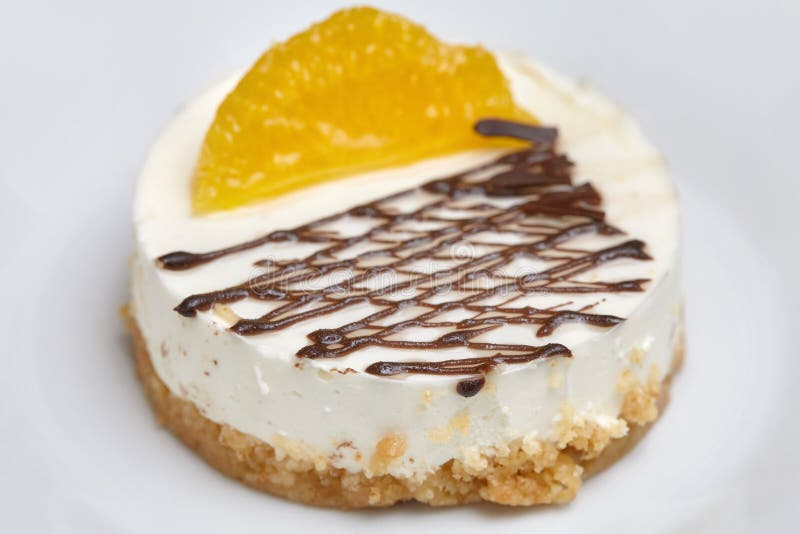 Round Pastry, Cake Covered with White Cream and Chocolate Stock Image ...