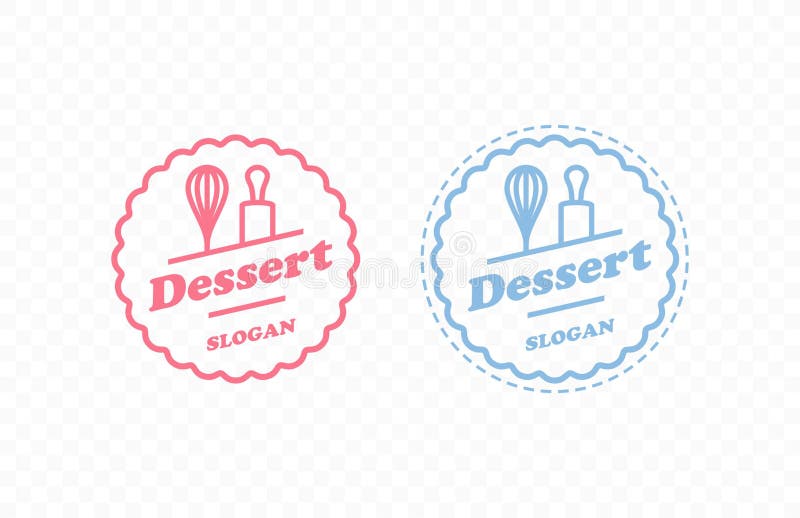 Round Pastry Logo Design with Kitchen Whisk and Rolling Pin. Dishes for ...