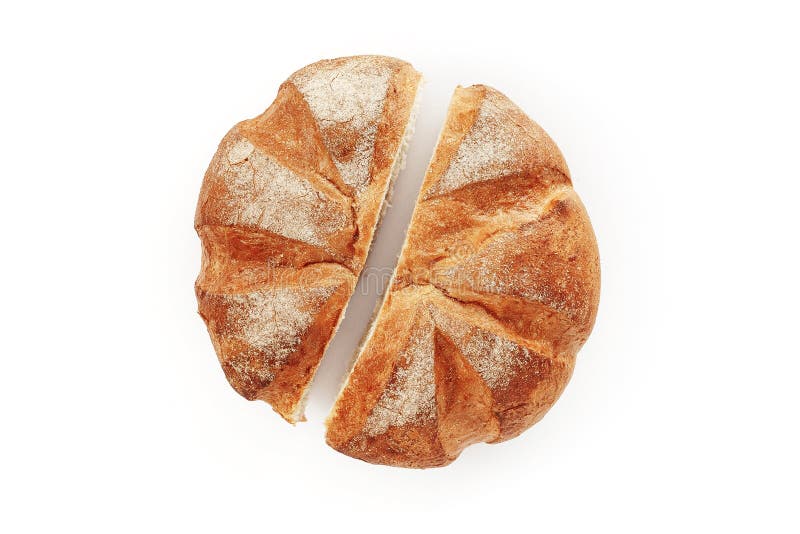 Round Pastry Sliced Top View, Bread Isolated Stock Photo - Image of ...