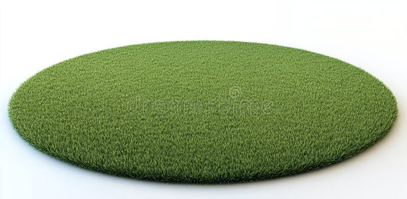 Round Patch of Lush Green Grass Isolated White Background 3d Lawn Turf ...