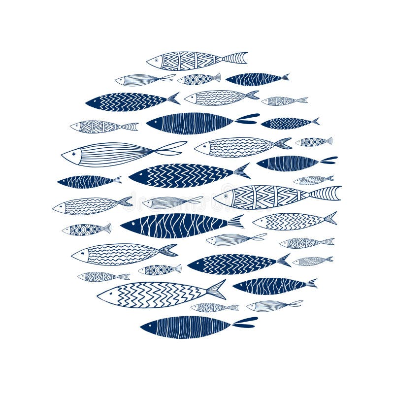 Round Pattern of Decorative Fish Stock Vector - Illustration of multi ...