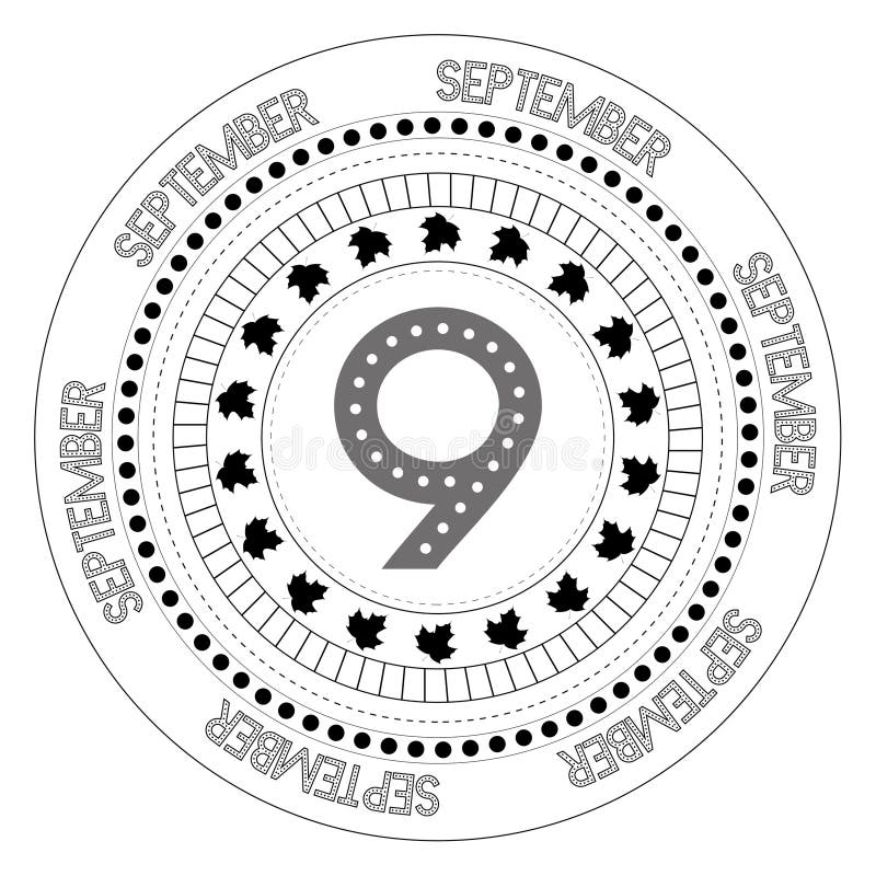 Round Pattern with the Number Nine in the Middle and Maple Leaf in a ...