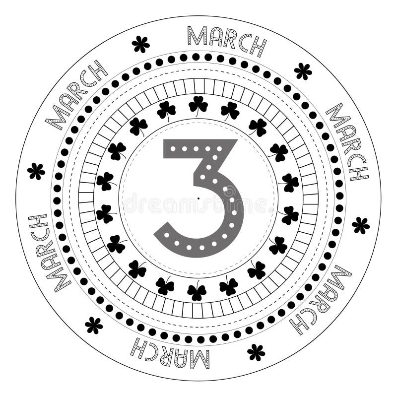 Round Pattern with the Number Three in the Middle and Clover in a ...