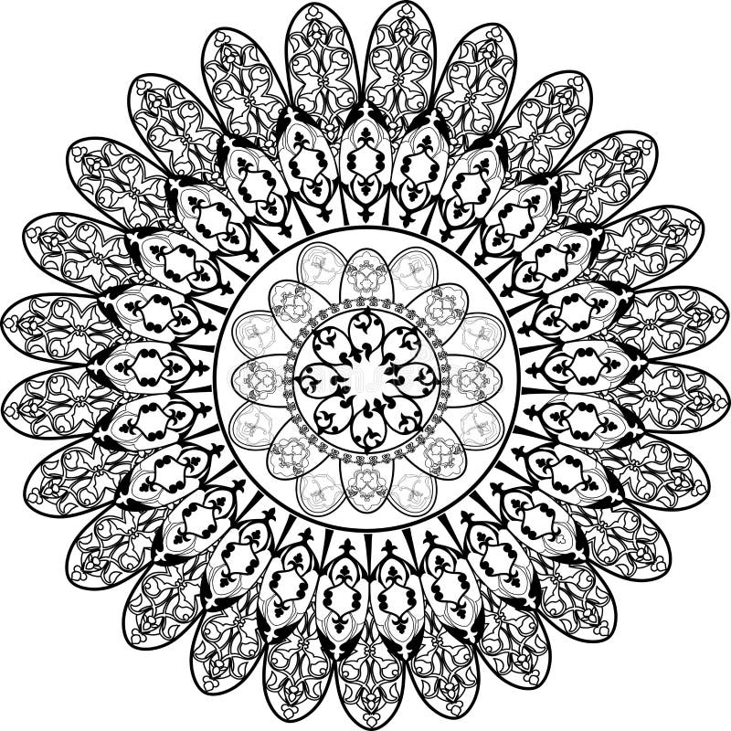 Round Patterns in Monochrome Mandala Stock Vector - Illustration of ...