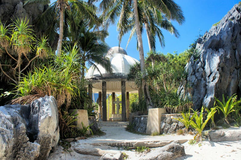 Round Pavilion on the Beach of White Sand . Stock Photo - Image of ...