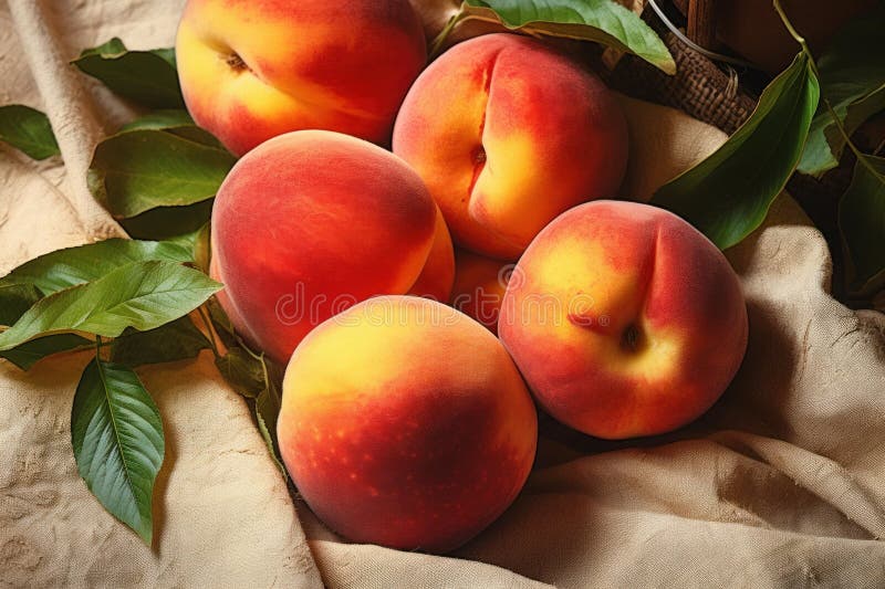 Round Peaches Bunch Fruit Ripe. Generate Ai Stock Image - Image of ...
