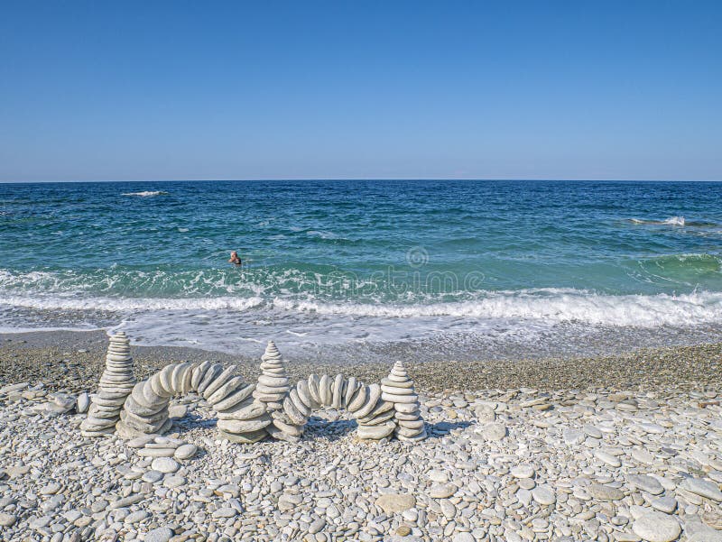 Round Pebbles Beach in Greece. Natural Beauty. Editorial Image - Image ...