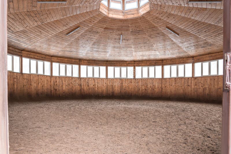 Round Pen for Training Horses. How it Looks Inside Stock Image - Image ...