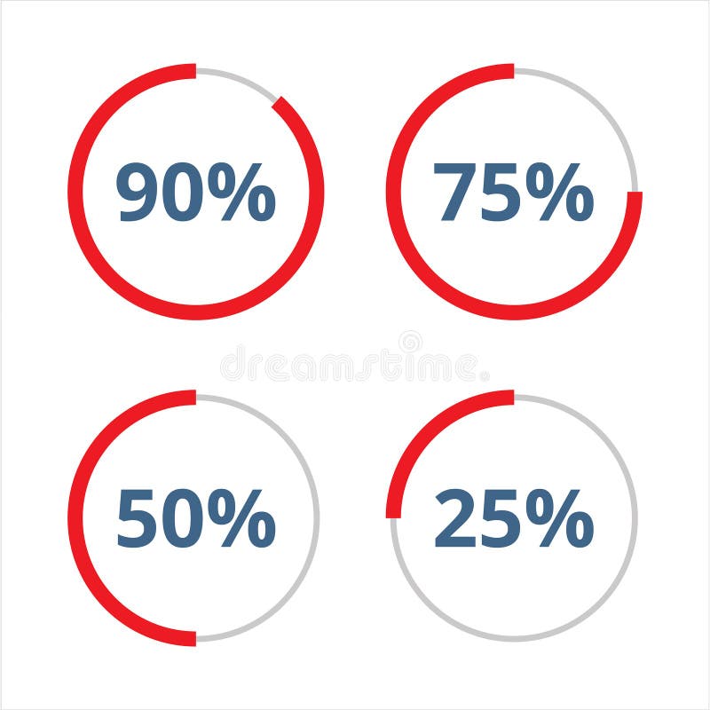 Round Percentage Signs in Blue and Red on a White Background Stock ...