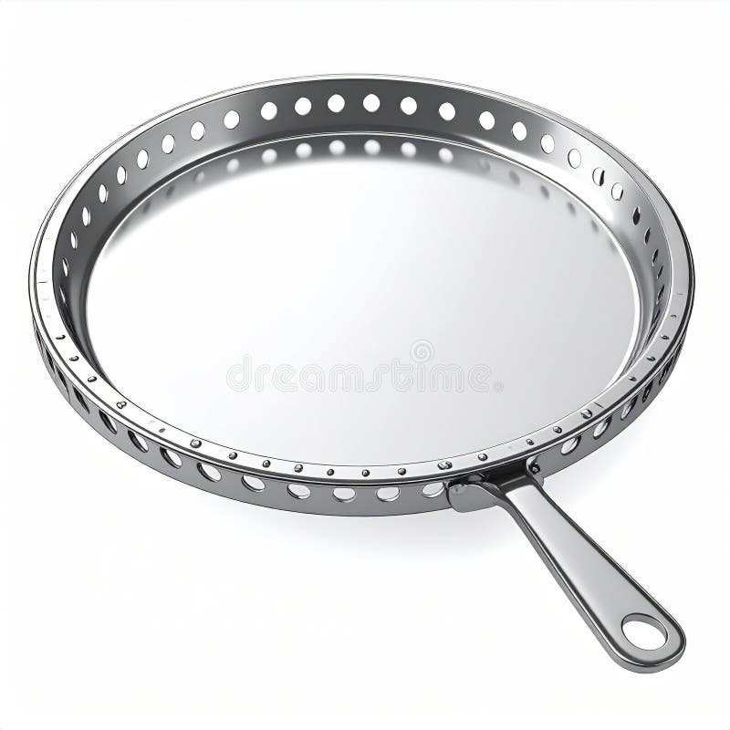 Round Perforated Metal Cooking Pan with Handle Stock Illustration ...
