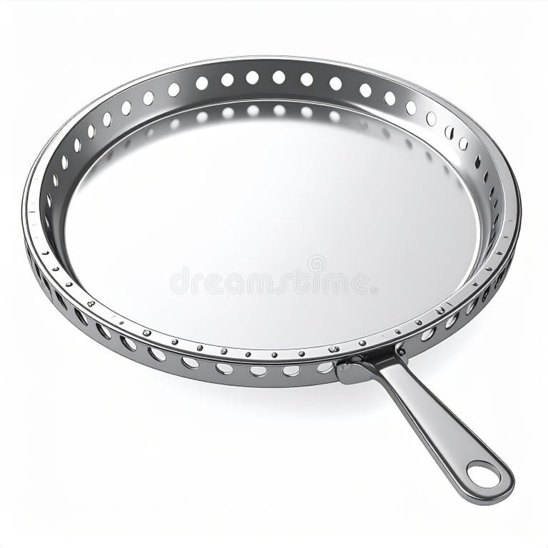 Round Perforated Metal Cooking Pan with Handle Stock Illustration ...