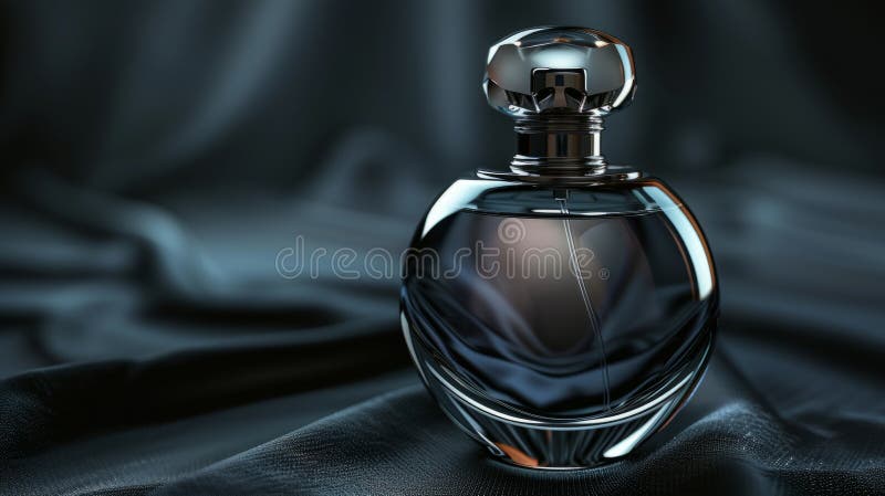 Round Perfume Bottle on Fabric. Stock Photo - Image of black, perfume ...