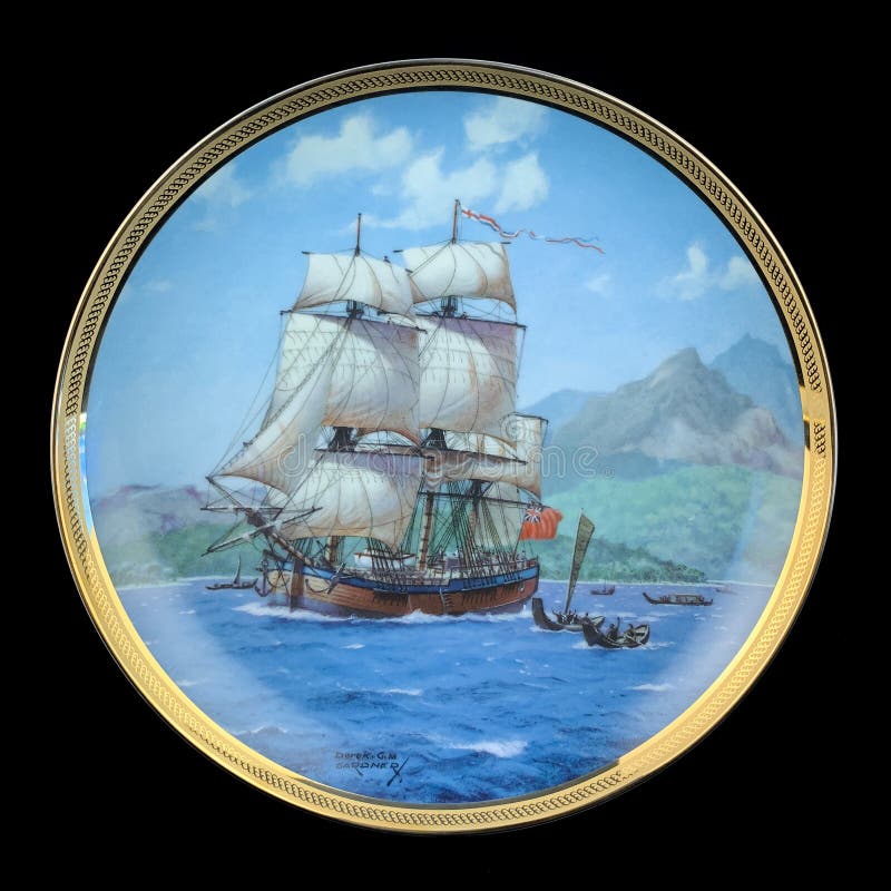 Round Picture for Decoupage with a Sailboat in the Sea Editorial ...