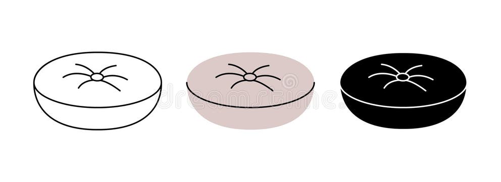 Round Pillows Icon Set. Comfortable Fluffy Pillows. Vector Illustration ...