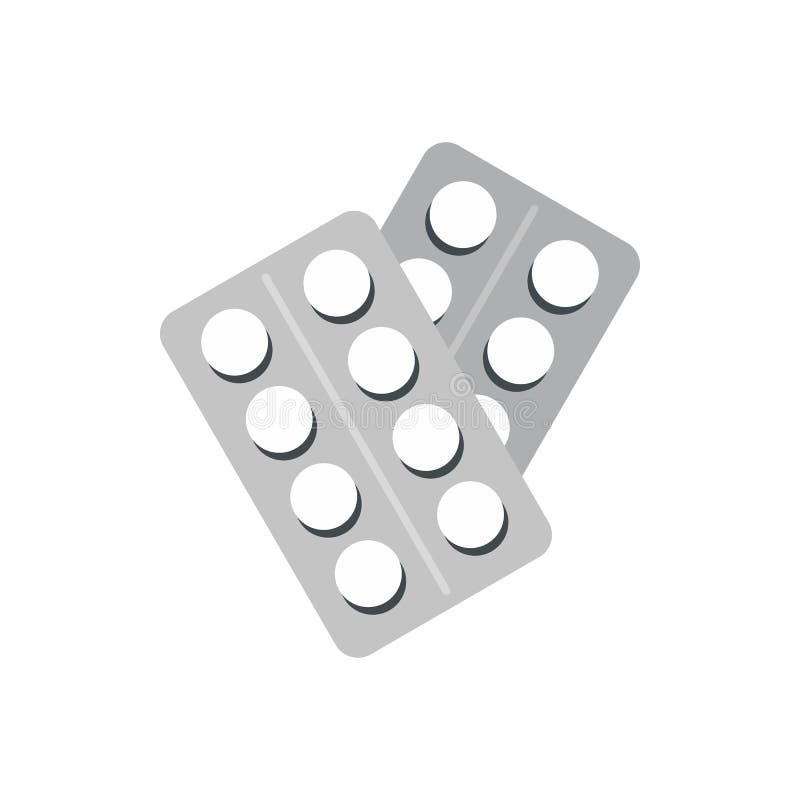 Round Pills in Blister Packs Icon, Flat Style Stock Vector ...