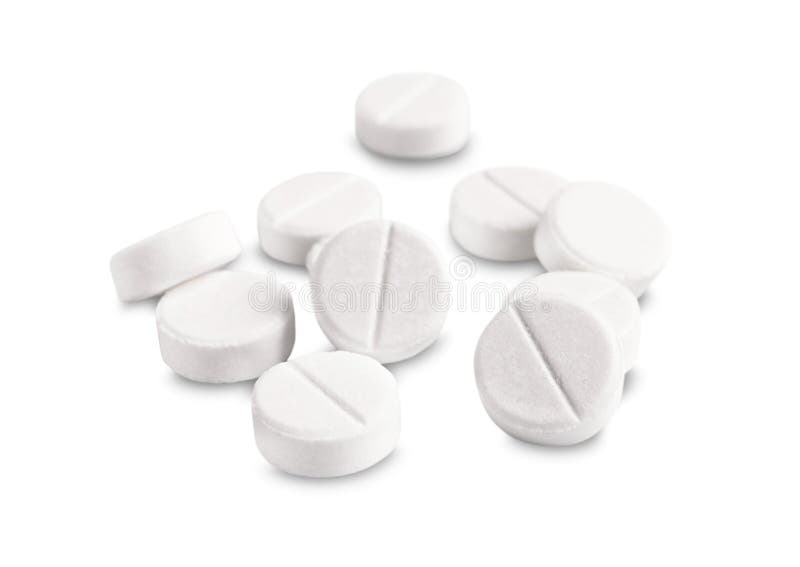 Pile of Round Pills Isolated on White Stock Image - Image of chemistry ...