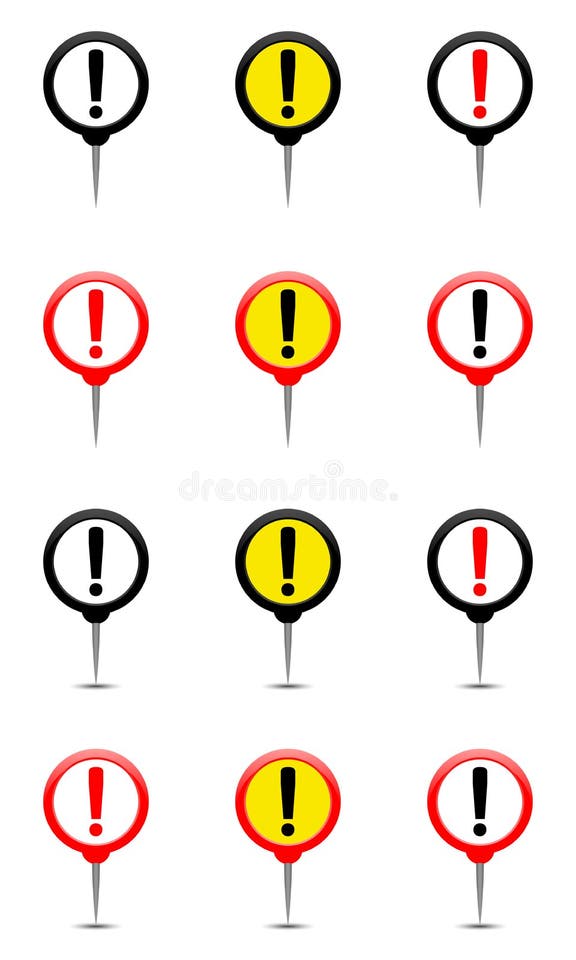 Round Pin with Exclamation Mark, Exclamation Point Stock Vector ...