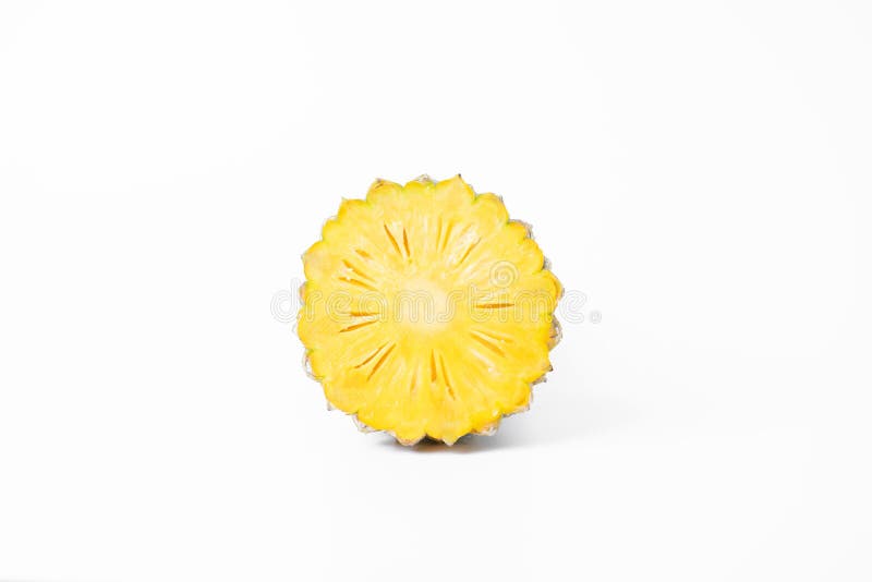 Round Pineapple Slice with Skin Isolated on White Stock Photo - Image ...